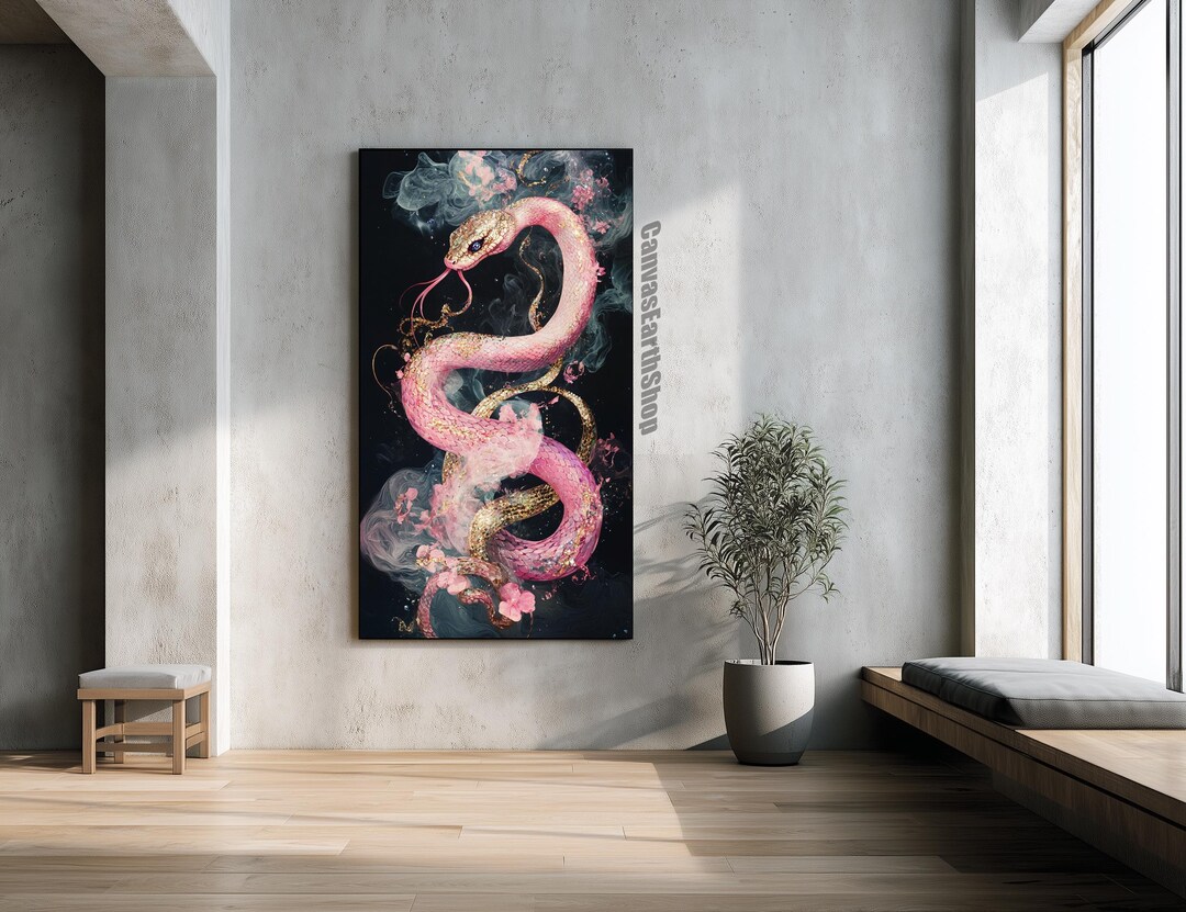 Snake Canvas Wall Art, Canvas Print Art, Hand-painted Canvas Table ...