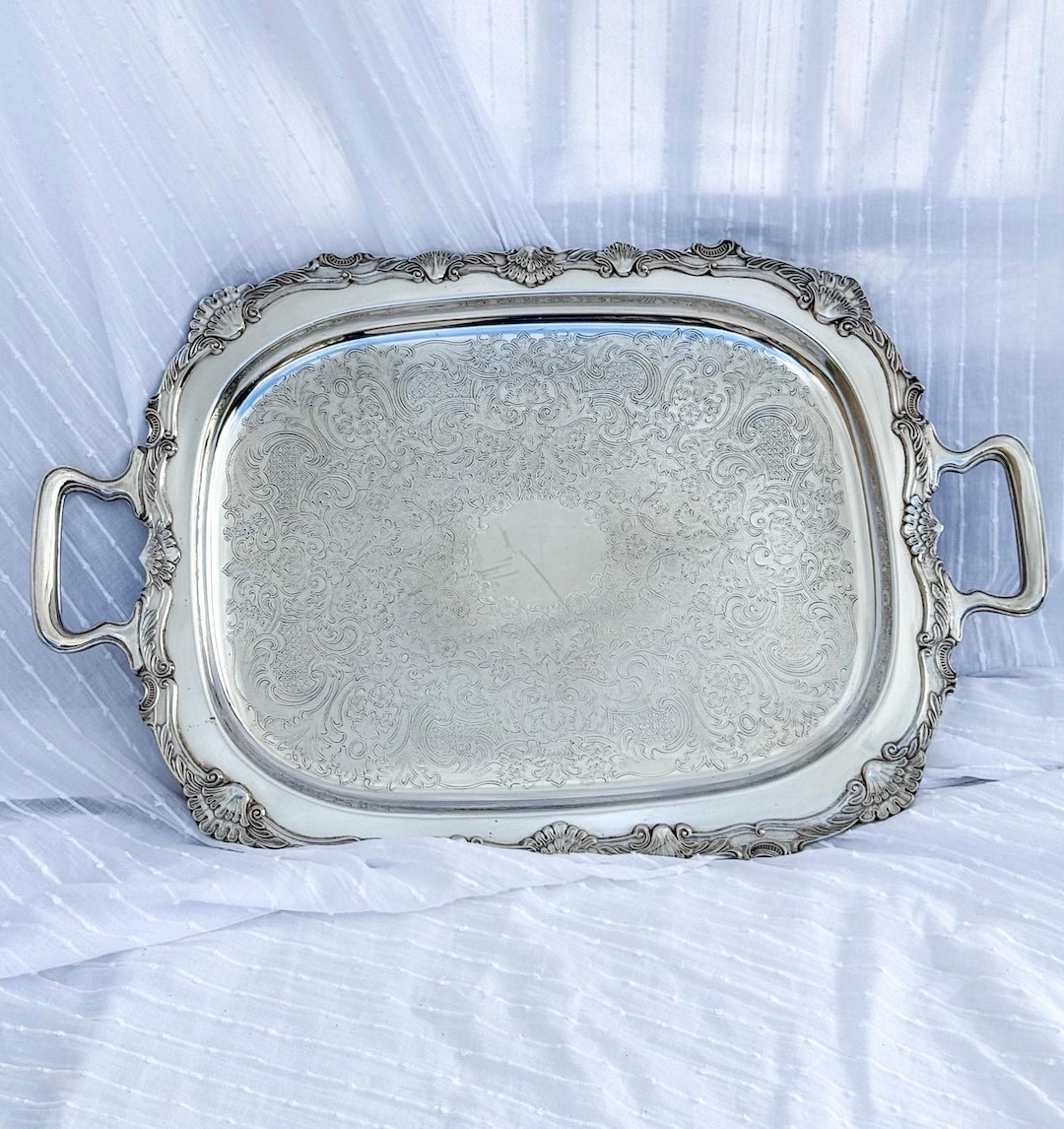 Large Vintage Viners of Sheffield Silver-plated Serving Tray With ...