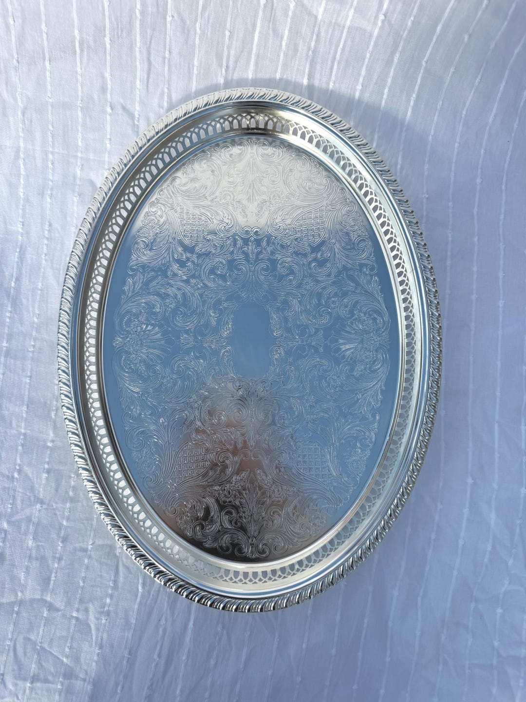 Vintage Silver Plated Oval Serving Tray by Grenadier – Made in England ...