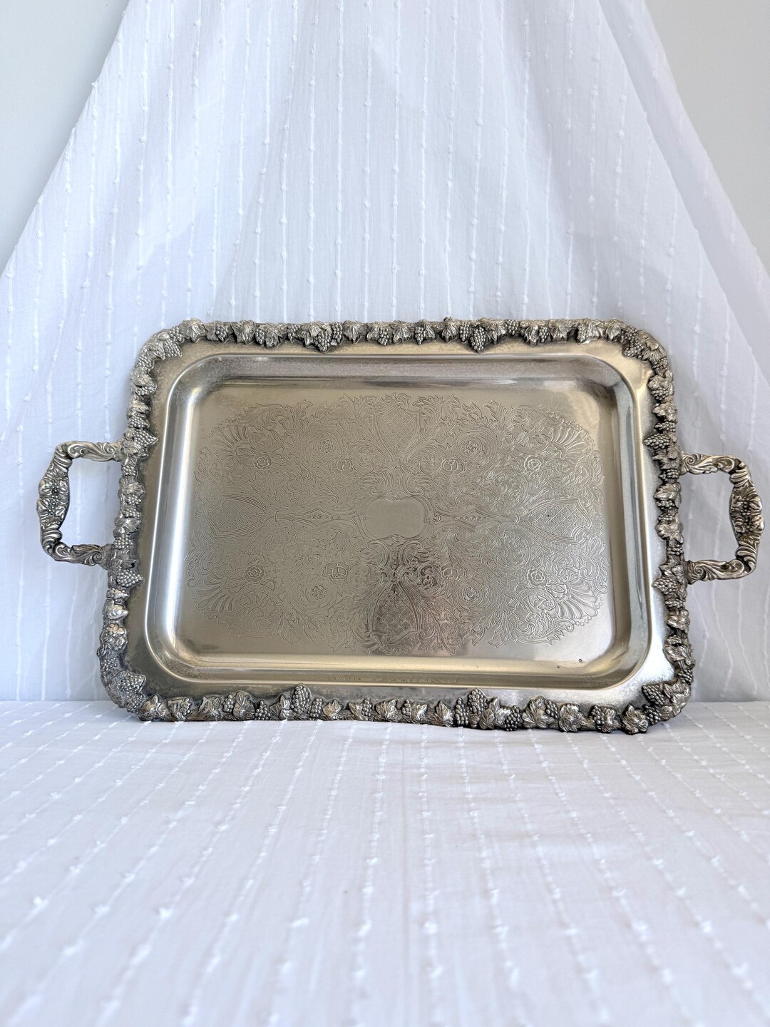 Vintage Ranleigh Silver Plated Tray With Grape Border - Etsy