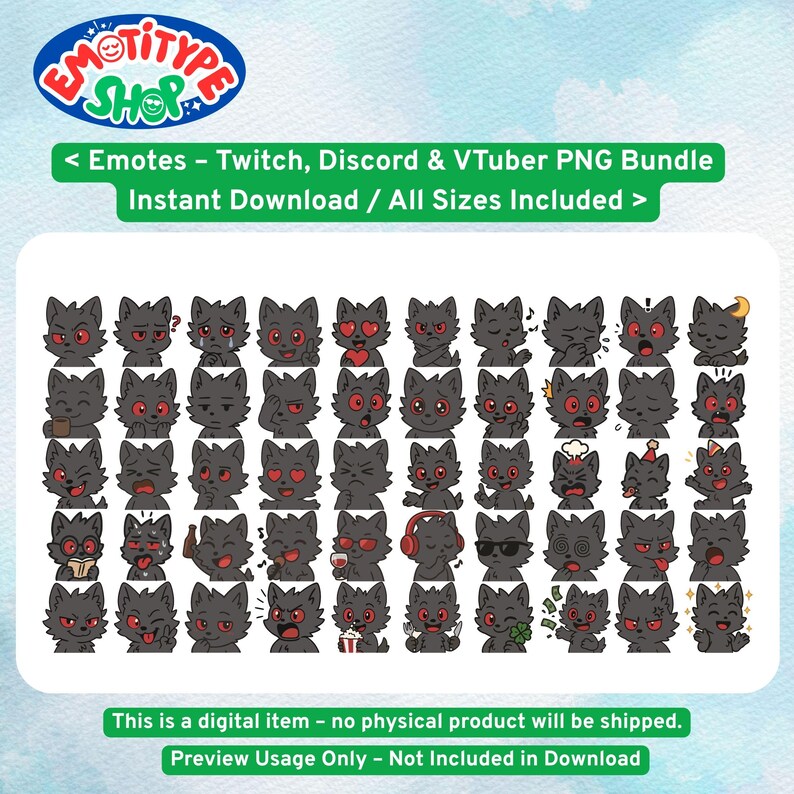 50 Fox Emotes PNG Pack , Twitch Discord Vtuber Chibi Bundle , Cute Dark ...