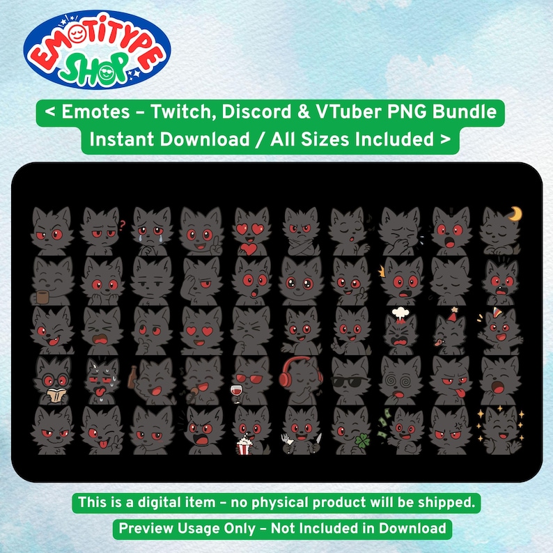 50 Fox Emotes PNG Pack , Twitch Discord Vtuber Chibi Bundle , Cute Dark ...