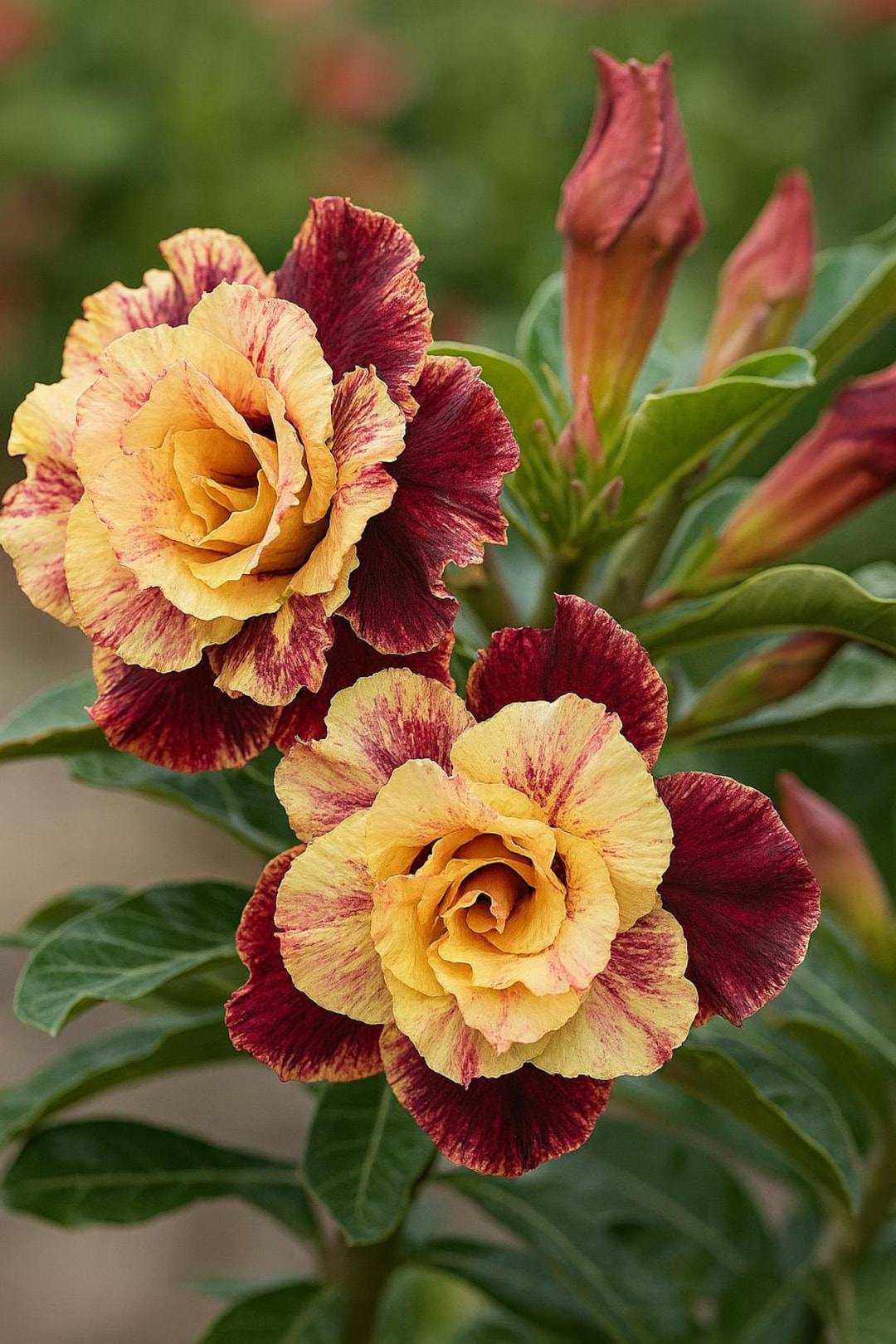 Desert Rose Seeds | 4 Cream Maroon Bi-color Adenium, Rare Exotic Blooms ...