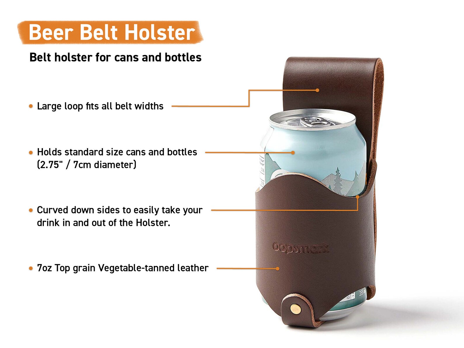 Leather Beer Holster for Your Belt Handmade Beer Holder for | Etsy