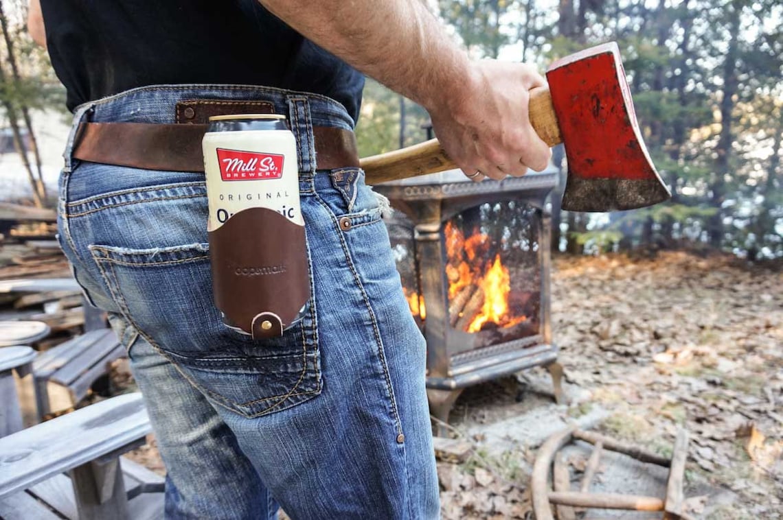 Leather Beer Holster for Your Belt - Handmade Leather Beer Belt Holder ...