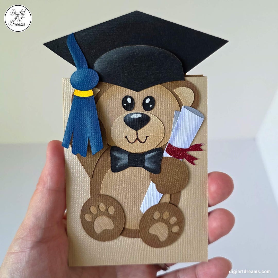 Graduation Bear Gift Card Holder, Layered Paper Art - Etsy