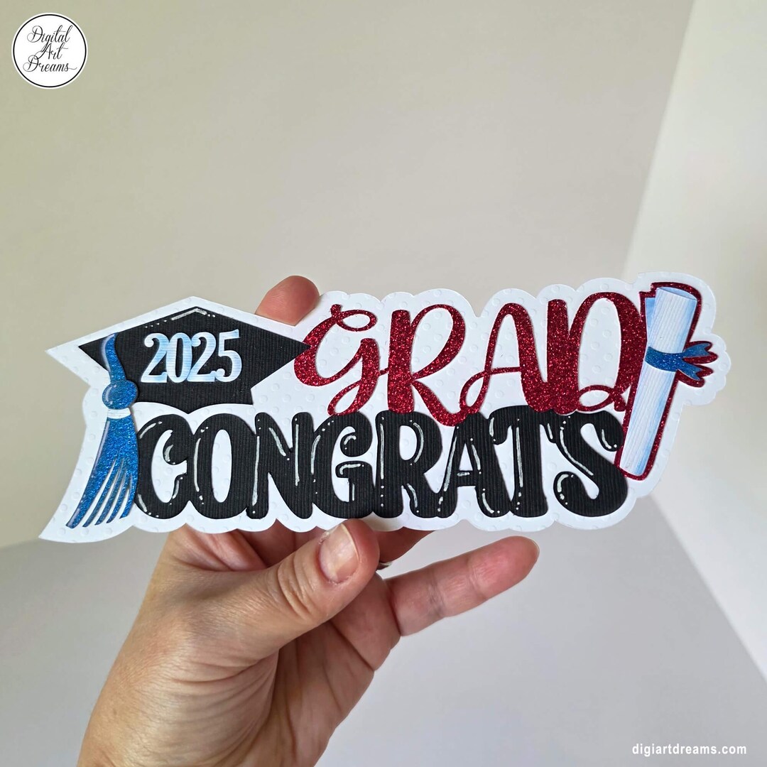 Congrats Grad Scrapbook Title, Graduation, Cardstock Pieces, Cut Outs ...