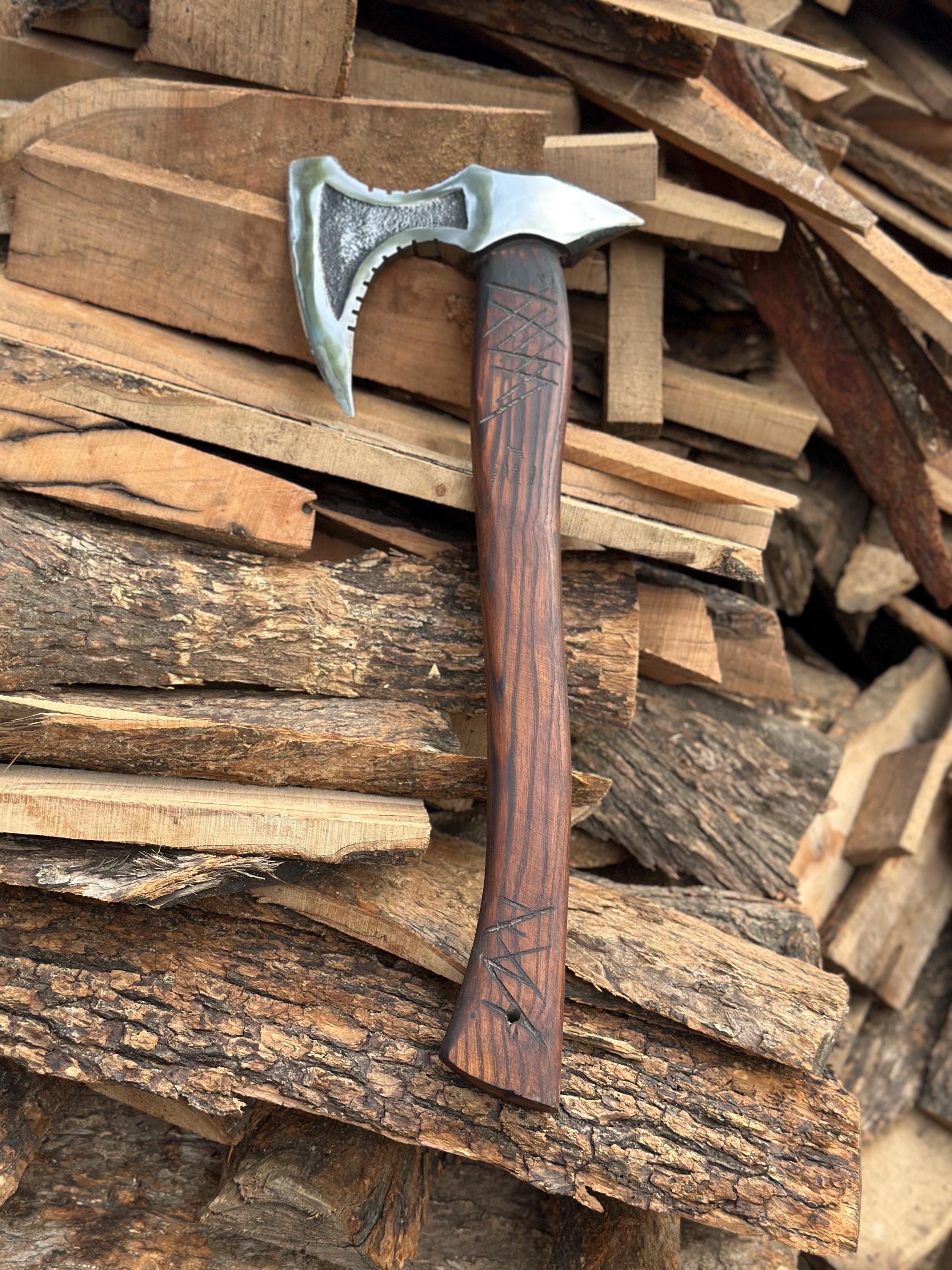 Handmade Carbon Steel Rustic Camping Axe With Free Leather Sheath. Custom Hatchet Viking Bearded ...