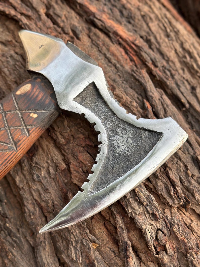Handmade Carbon Steel Rustic Camping Axe With Free Leather Sheath ...