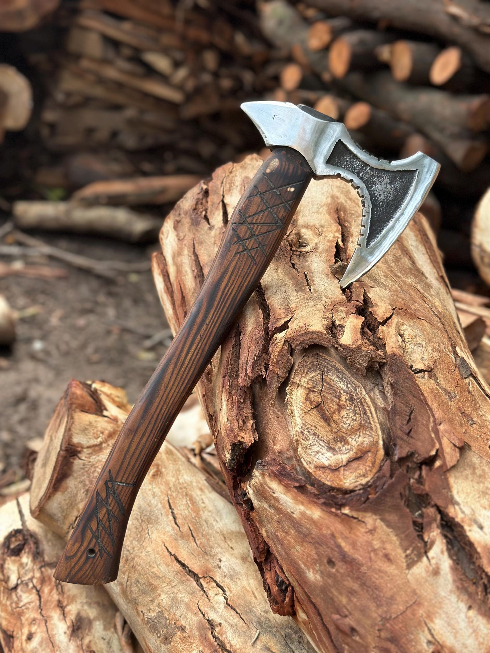 Handmade Carbon Steel Rustic Camping Axe With Free Leather Sheath. Custom Hatchet Viking Bearded ...