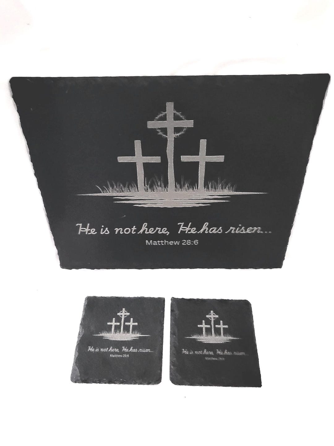 Christian Slate Charcuterie Board, Religious Coaster Set, Engraved ...
