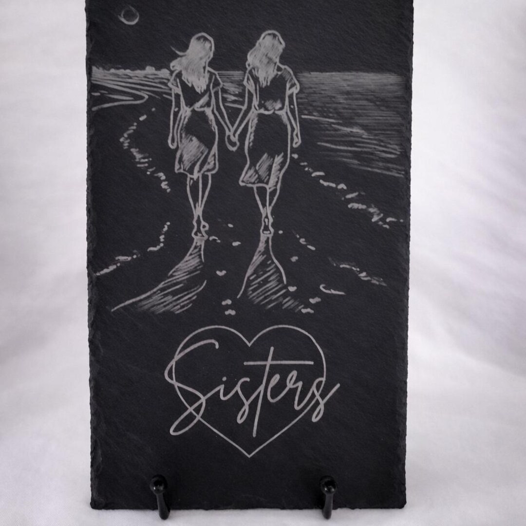 Engraved Slate Sisters Plaque, Custom Sister Gift, 10x6 Memorial Decor ...