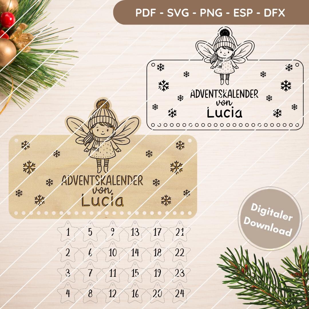 Laser File Advent Calendar SVG EPS PDF Christmas Advent Elf Fairy ...