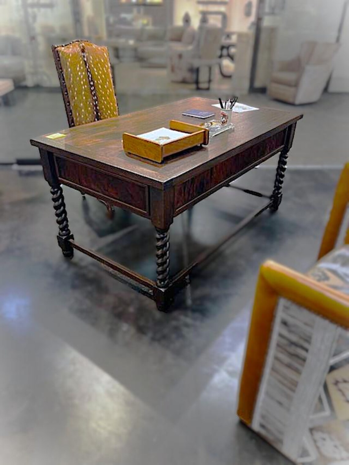 Concho Desk, Rustic Desk, Writing Desk With Drawers and Cowhide - Etsy