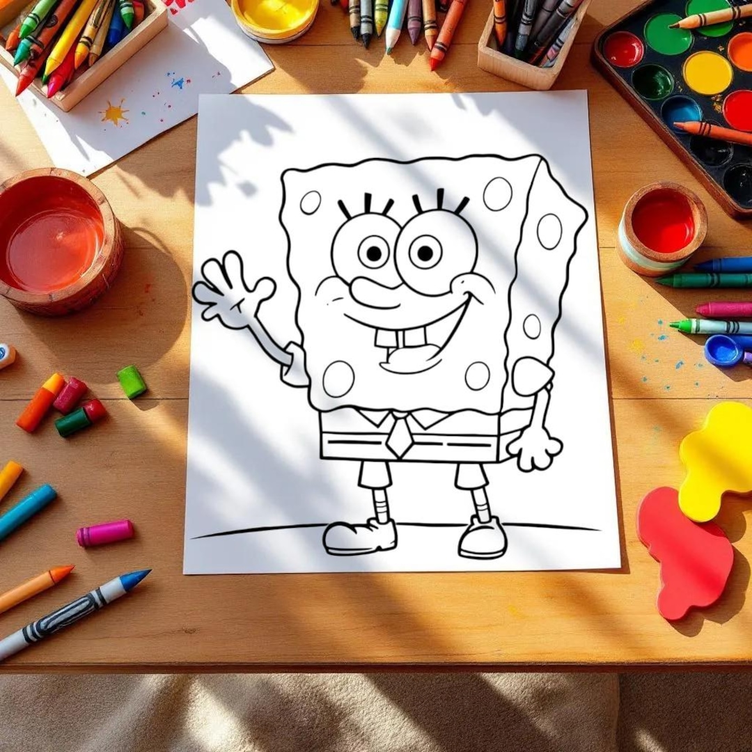 Cartoon Character Coloring Pages — 5 PNG for Kids Drawing Fun - Etsy