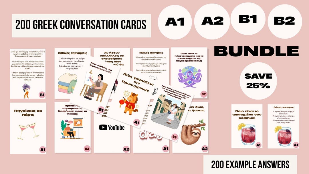 Greek Speaking Cards Bundle A1–B2 | Language Practice, Conversation ...