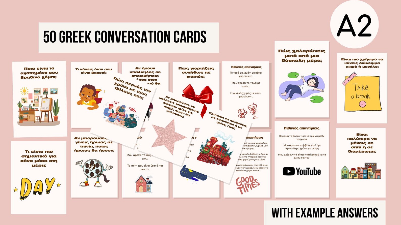 50 Greek Speaking Cards + Possible Answers – A2 Conversation Practice ...