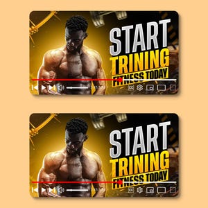 Fitness Youtube Thumbnail Template: Editable Workout Channel Art (PSD ...