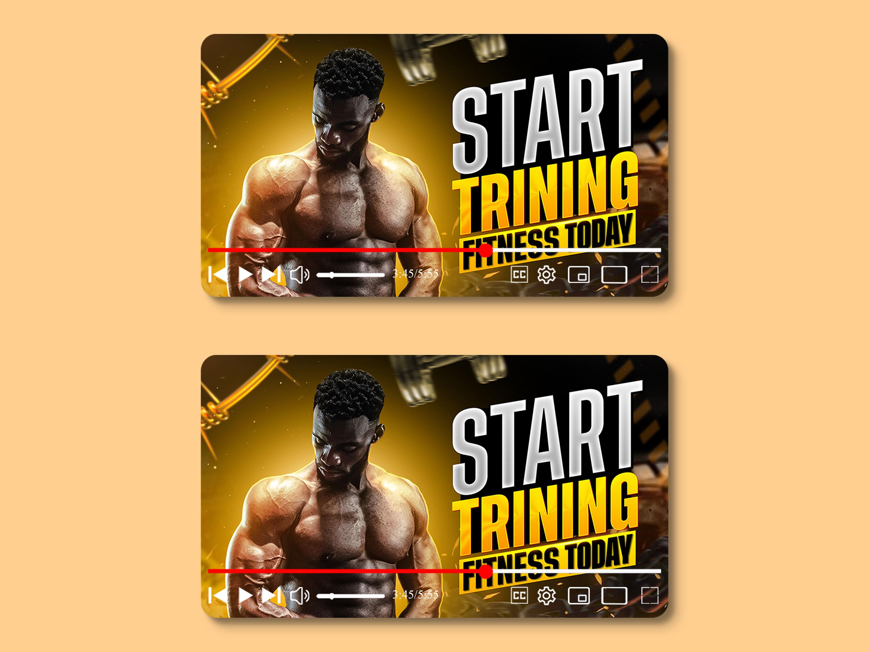 Fitness Youtube Thumbnail Template: Editable Workout Channel Art (PSD ...
