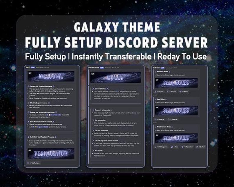 Galaxy Themed Discord Server: Fully Setup & Transferable - Etsy