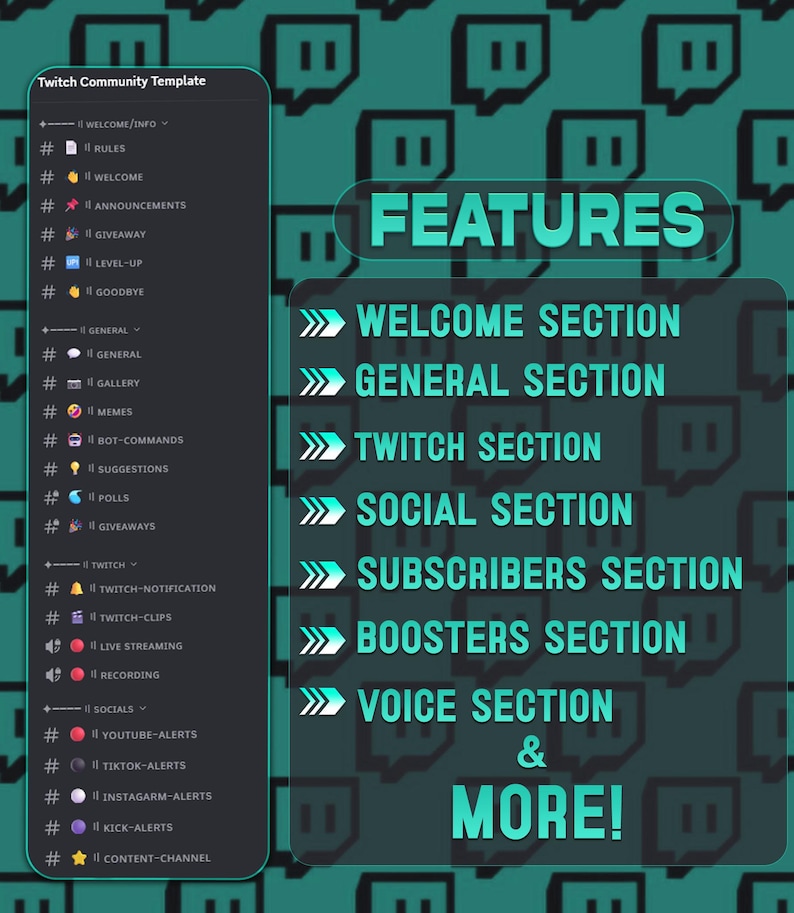Twitch Streamer Discord Template | 40+ Channels & Roles - Etsy