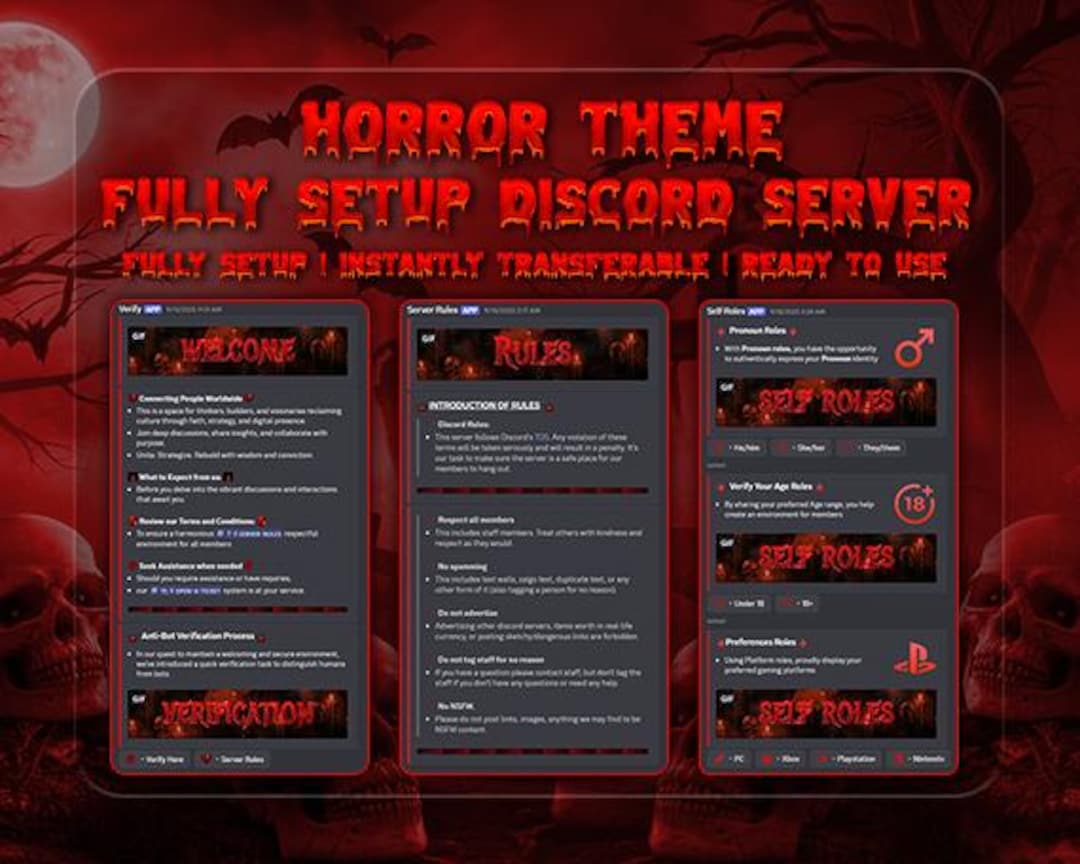 Horror Themed Discord Server: Fully Setup Spooky Community - Etsy