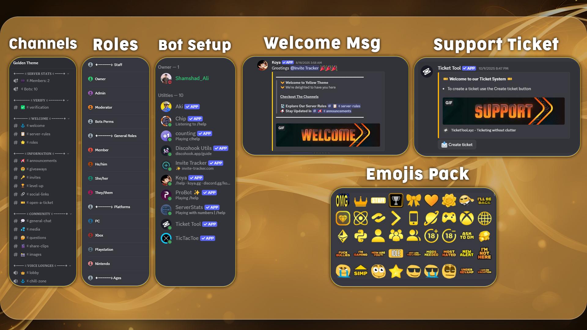 Golden Theme Discord Server: Fully Setup, Instant Transfer - Etsy