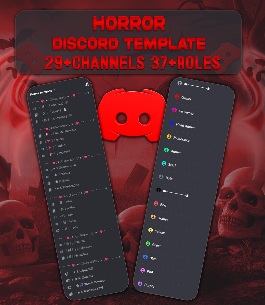 Horror Discord Server Template | Spooky Gothic Layout (digital Download ...