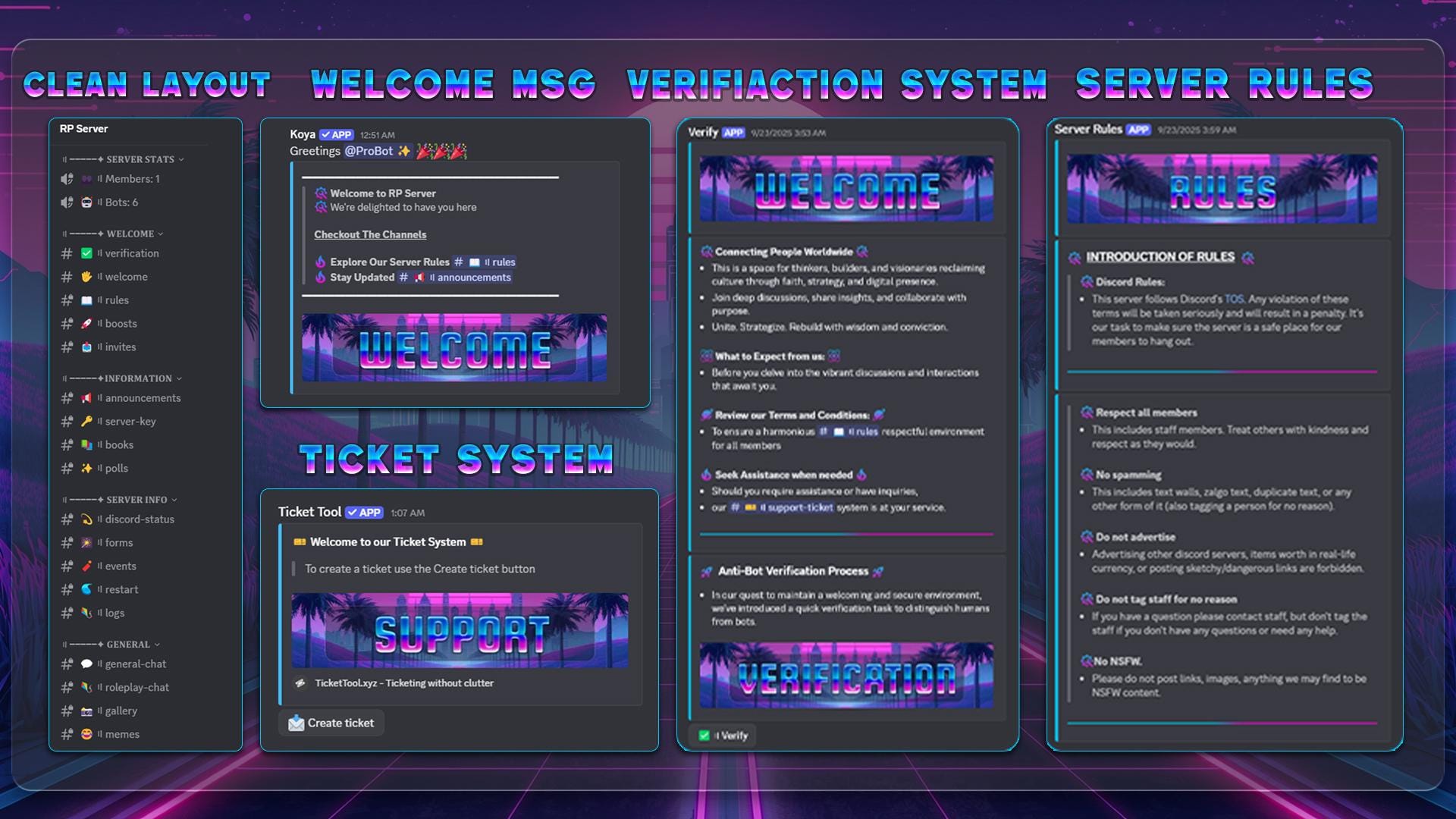 Retro Vaporwave Discord Server Theme | Ready Made Setup - Etsy