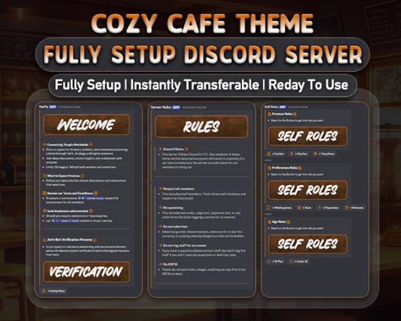 Cozy Cafe Discord Server | Fully Setup Theme - Etsy