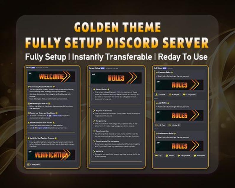 Golden Theme Discord Server: Fully Setup, Ready to Use - Etsy