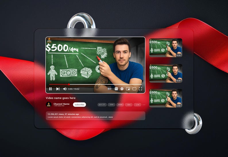 Editable Youtube Thumbnail PSD: AI Money Making, Finance & Business ...