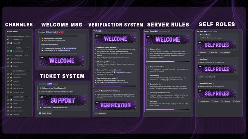 Purple Themed Discord Server | Fully Setup, Instant Transfer (digital ...