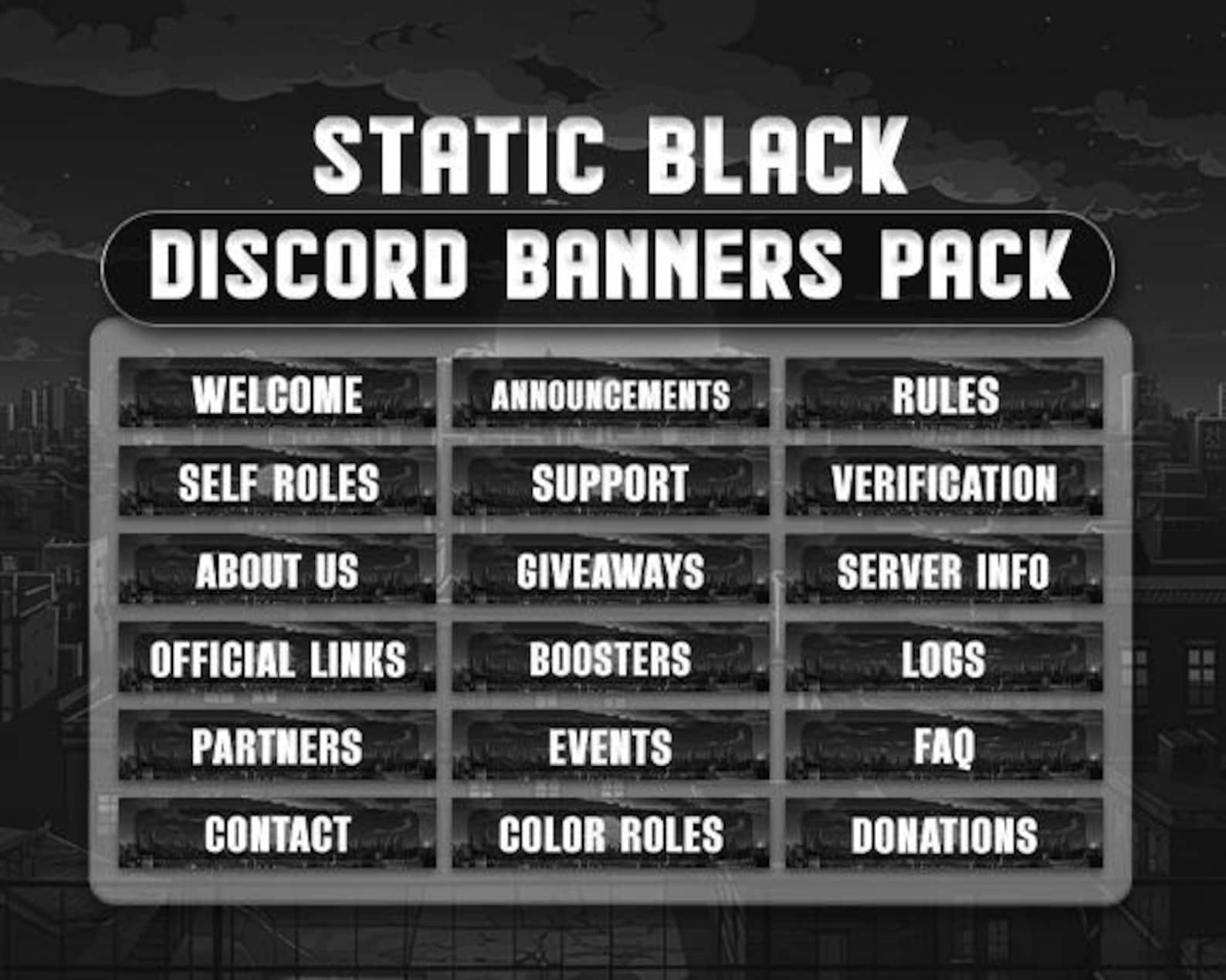 Black Discord Banners Pack of 18 | Aesthetic JPG Server Banners | Dark ...