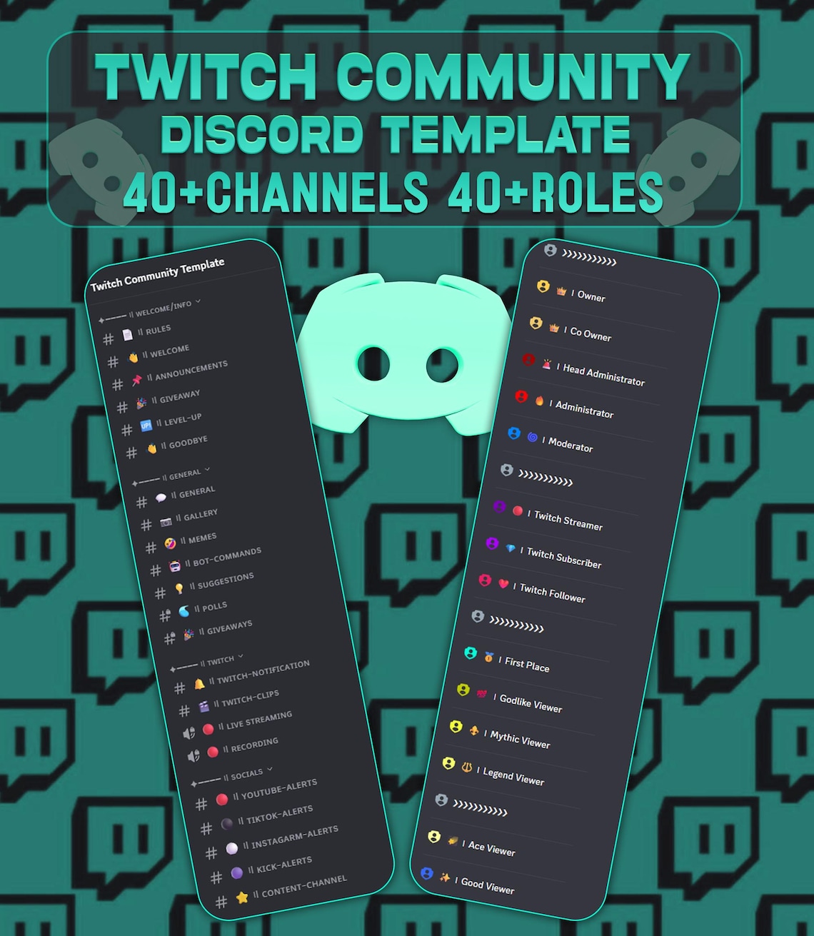 Twitch Streamer Discord Template | 40+ Channels & Roles - Etsy
