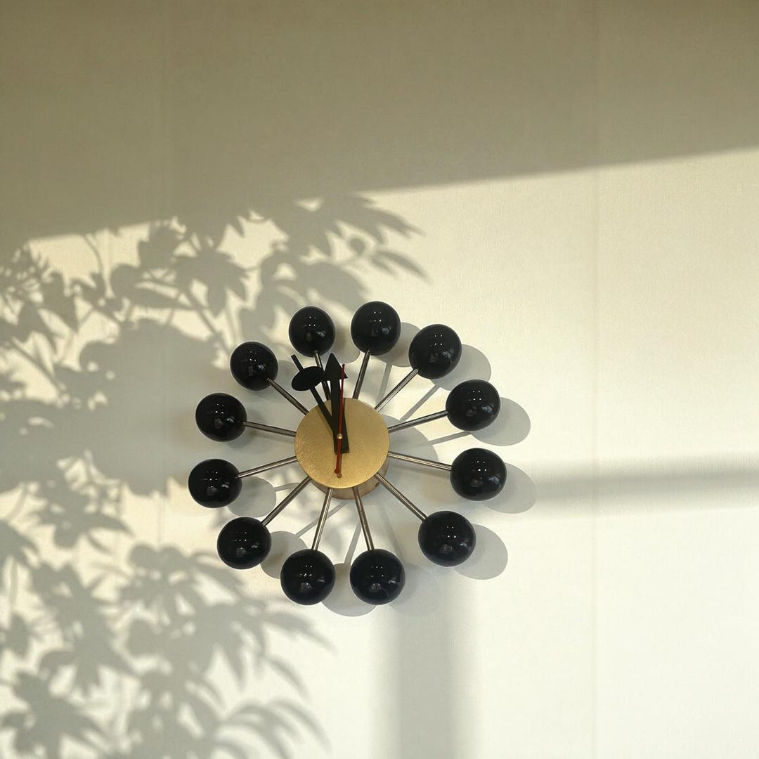 Mid-century Ball Clock Replica: Black Wooden Accent, Multiple Sizes ...