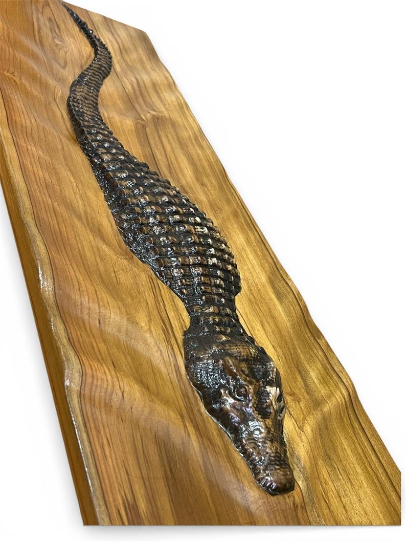 Wooden Alligator Wall Art Hand-painted Rustic Home Décor - Etsy