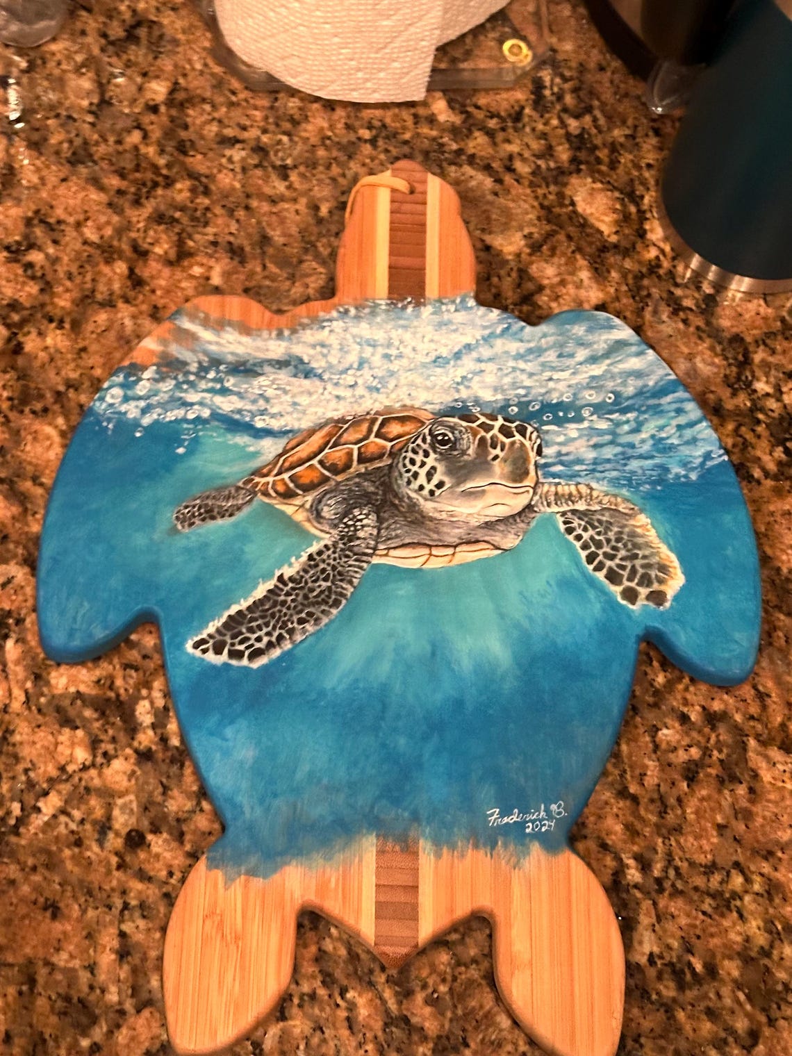 Acrylic Sea Turtle Painting on a Totally Bamboo Lil' Sea Turtle Shaped ...