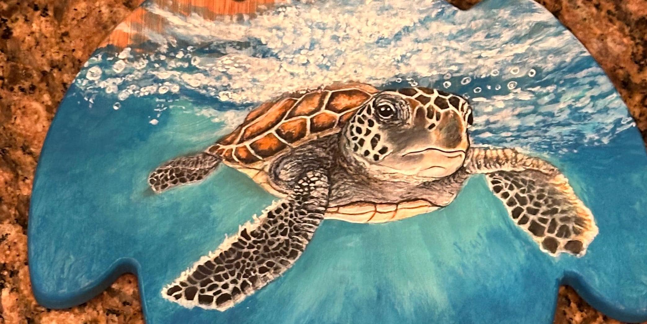 Acrylic Sea Turtle Painting on a Totally Bamboo Lil' Sea Turtle Shaped ...