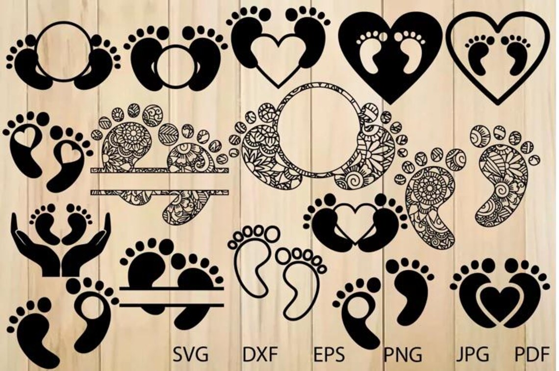 Baby Feet SVG, Baby Foot, Split Name Frame, Cut Files - Etsy