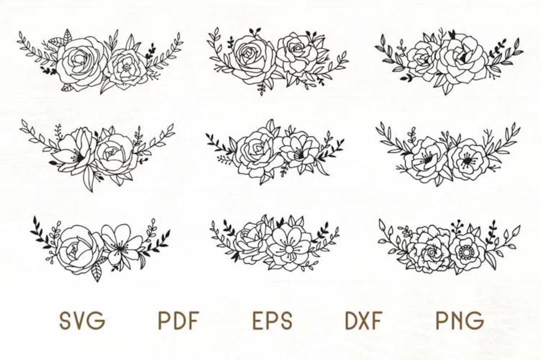 Flowers SVG Set of 9 - Floral Design Elements - Etsy