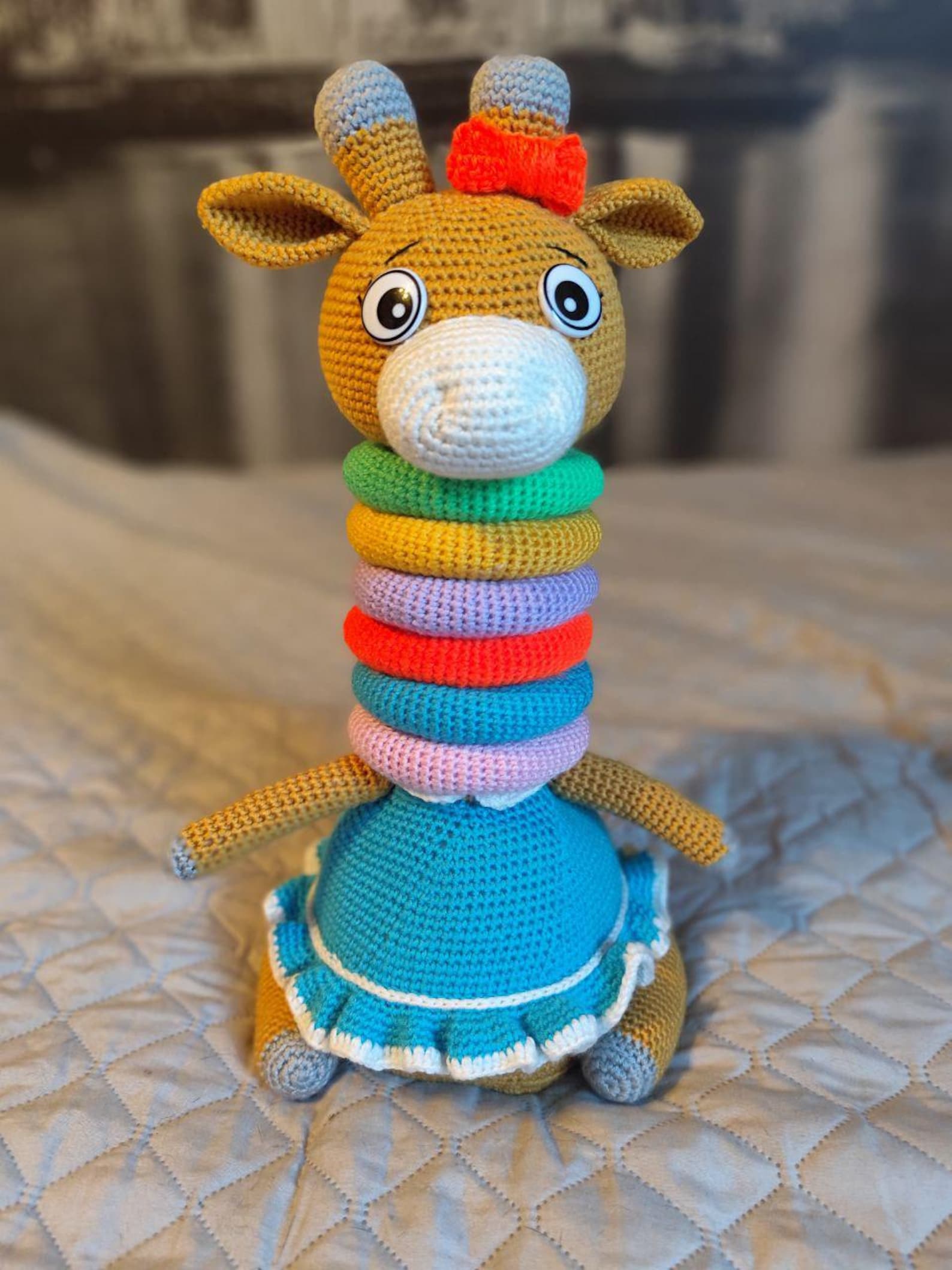 Crochet Stacking Toy Giraffe - Montessori Soft Toy - Handmade Amigurumi ...
