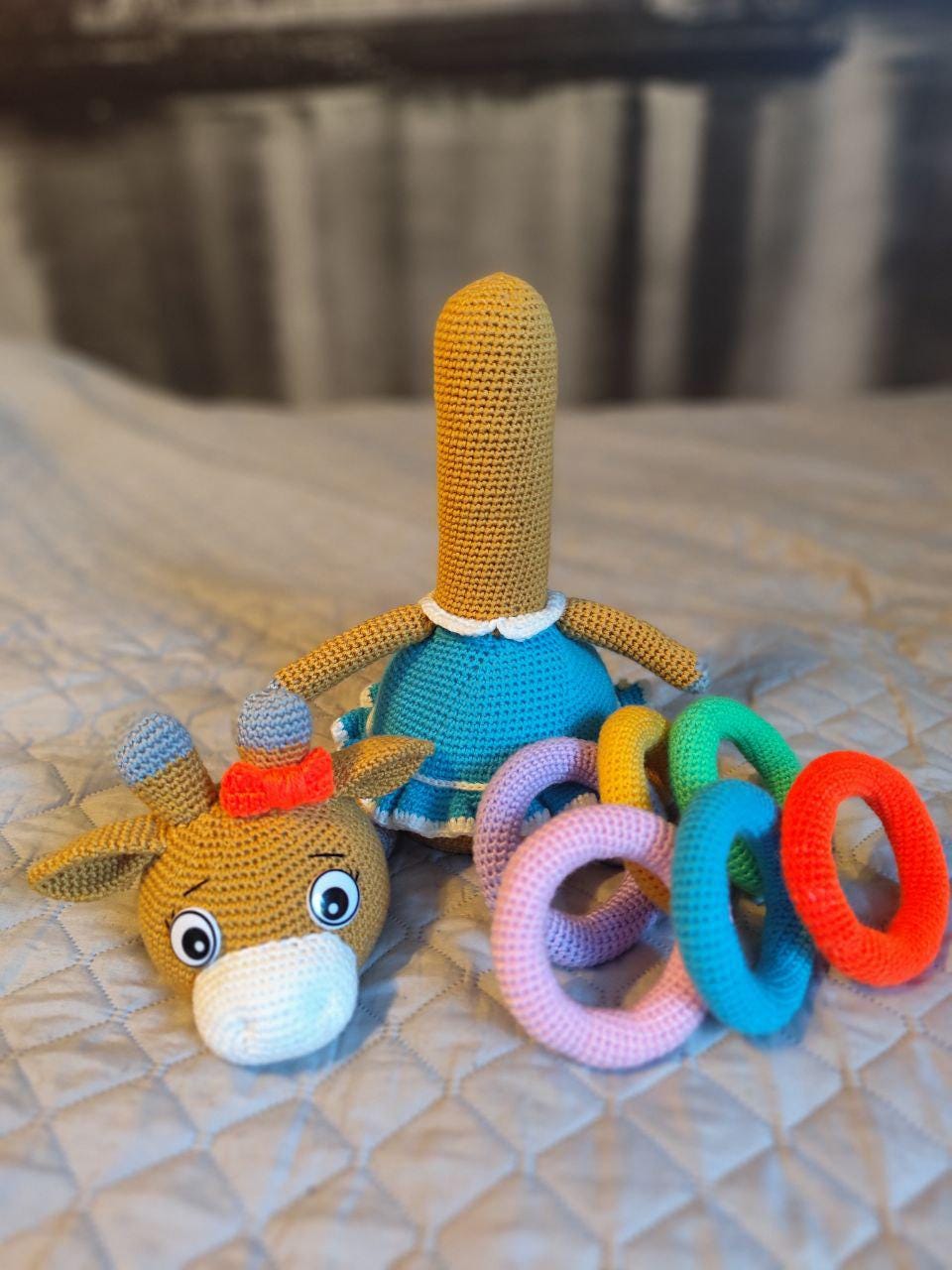 Crochet Stacking Toy Giraffe - Montessori Soft Toy - Handmade Amigurumi ...