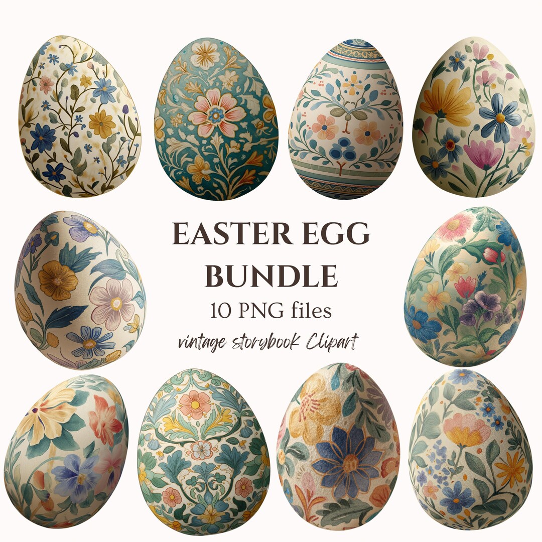 Vintage Storybook Easter Egg Clipart Bundle (digital Download 10 Pngs ...