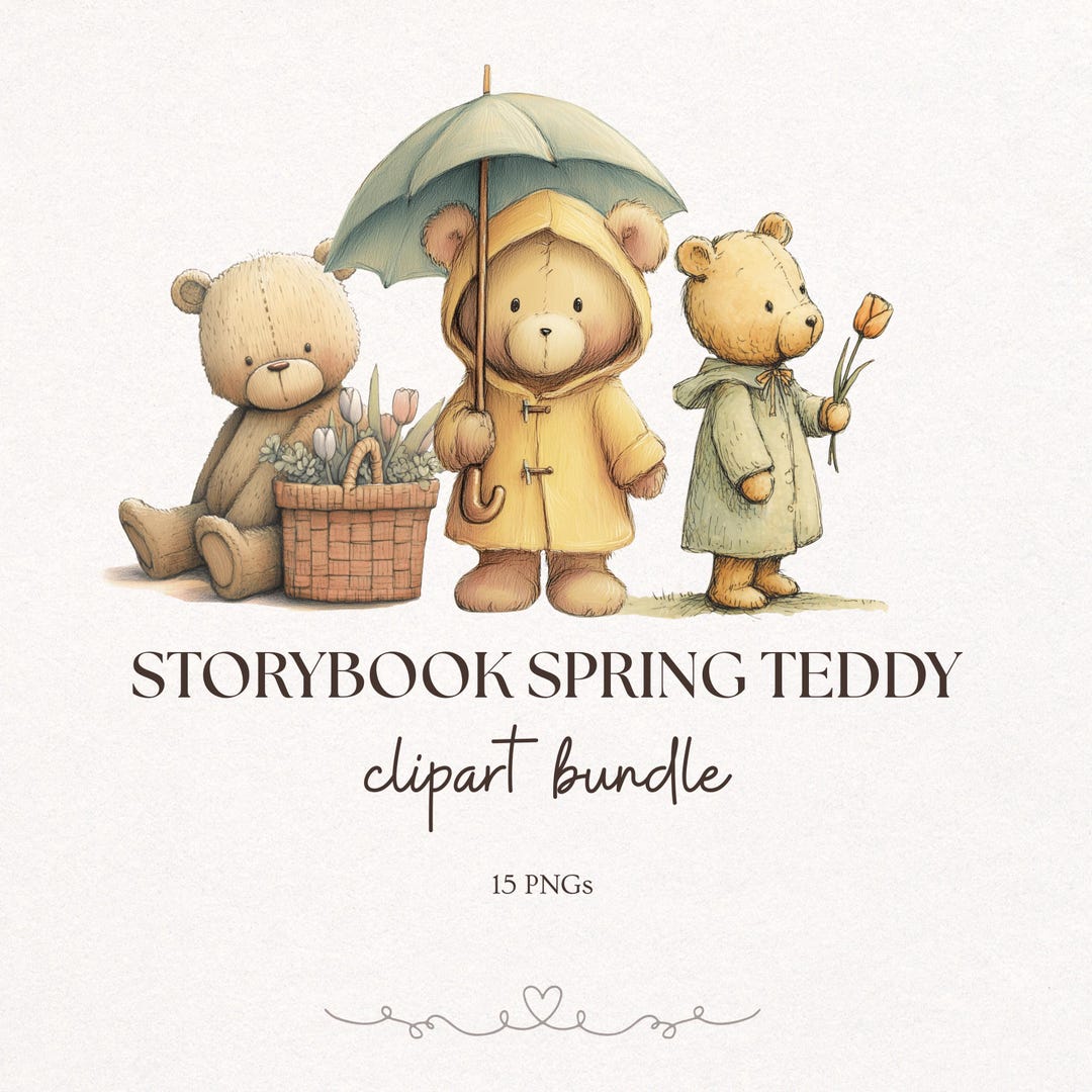 Spring Teddy Bears Clipart Bundle (digital Download 15 Pngs) - Etsy