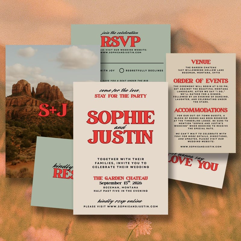 Retro Wedding Invitation - Etsy