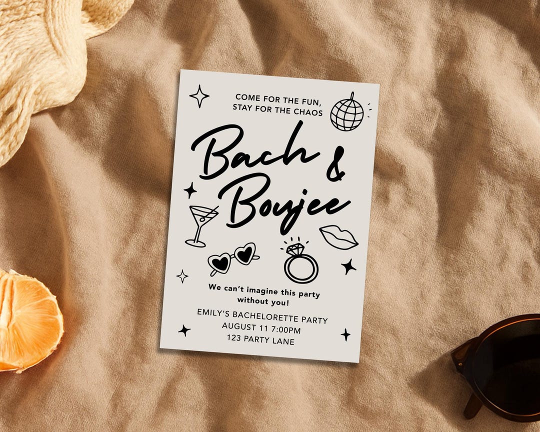 Bach & Boujee Bachelorette Invitation | Editable Canva Template ...