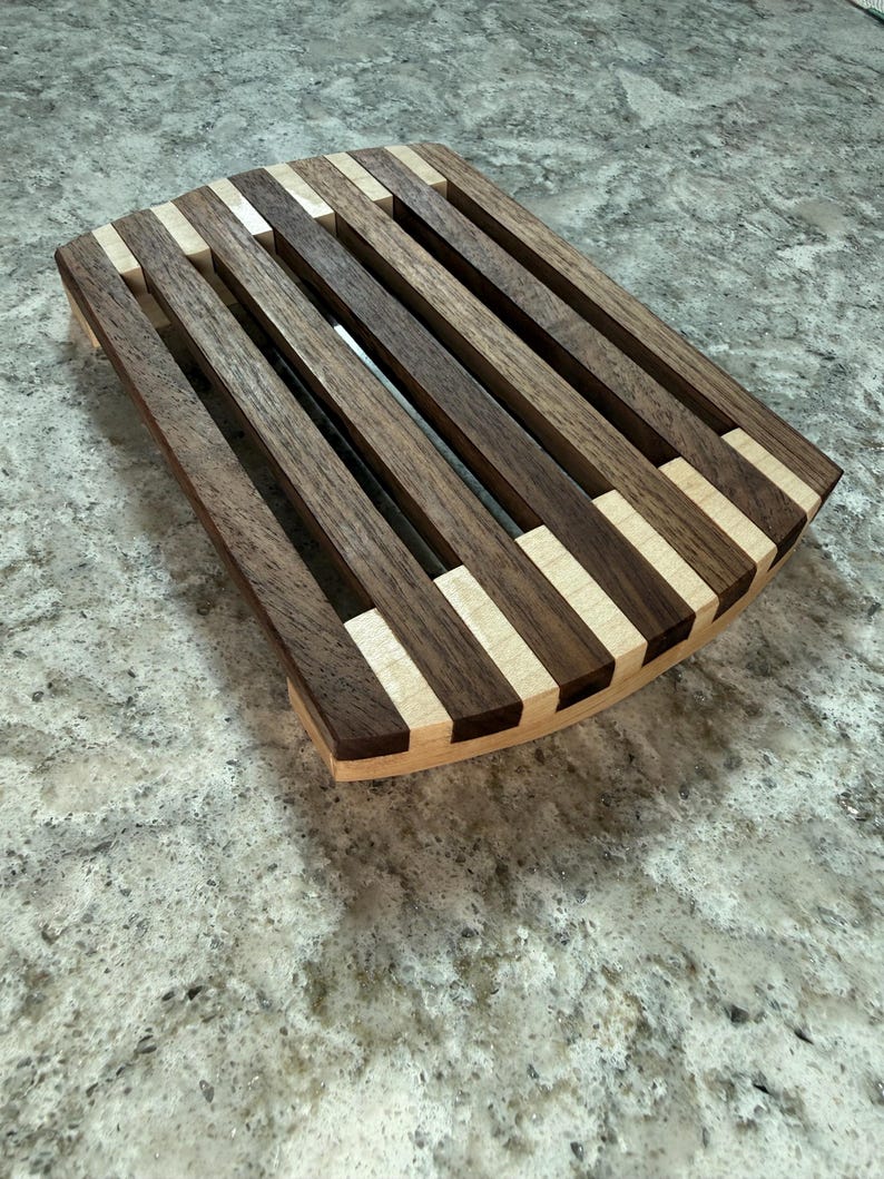 Handmade Two-tone Slotted Wooden Trivet – Walnut & Maple - Etsy