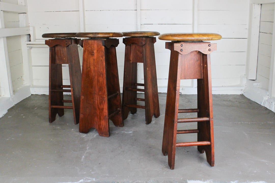 Arts & Crafts Oak Swivel Bar Stools | Handcrafted Mission Style - Etsy