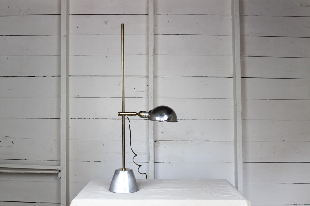 Modernist Adjustable Table Lamp in Chrome and Brass by Koch and Lowy ...